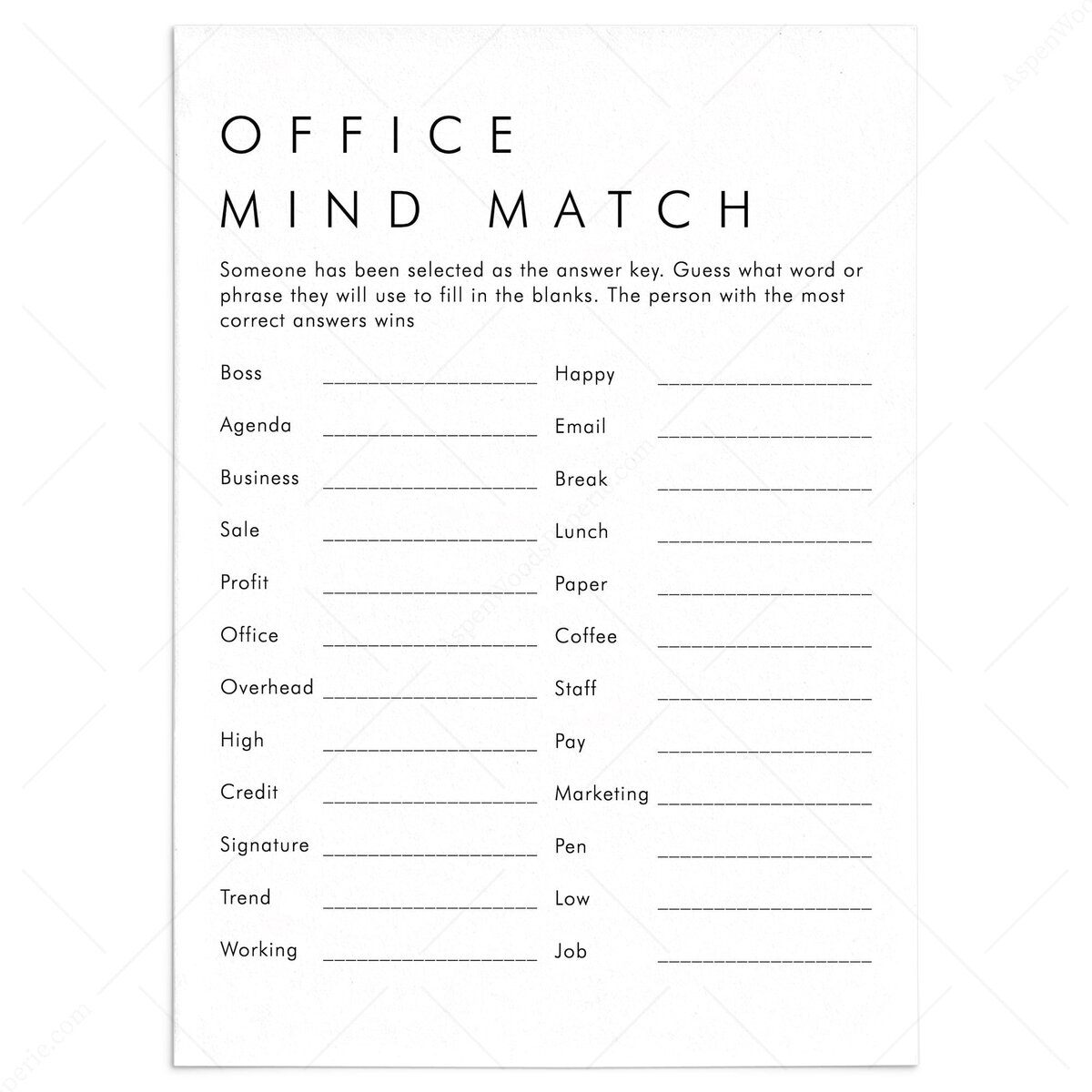 Finish the Phrase | Minimalist Party Games Office Mind Match
