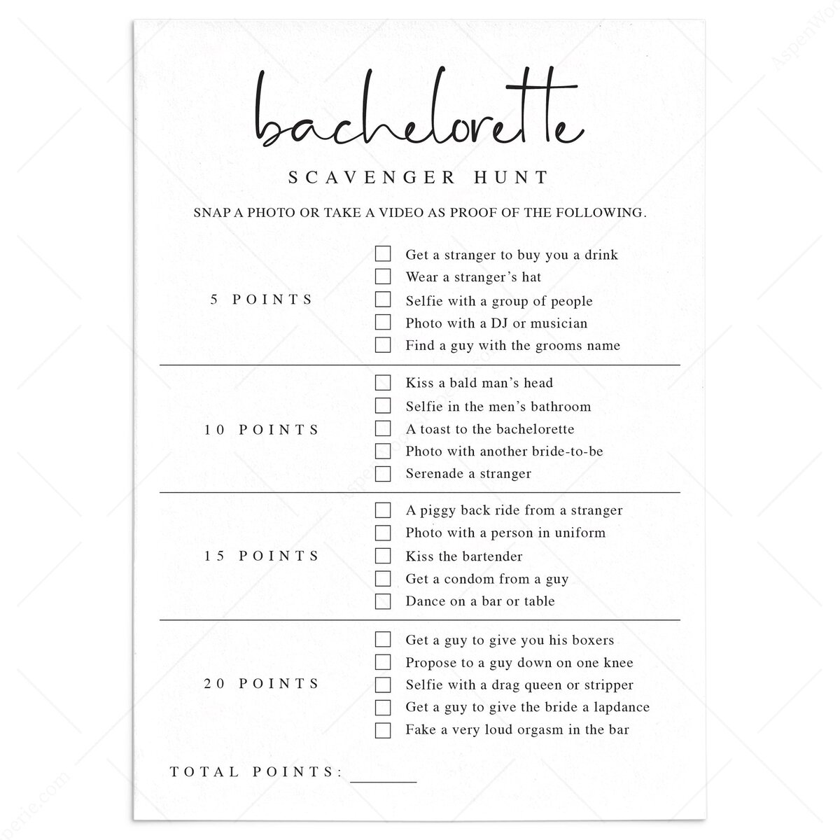 Dirty Little Secrets Game | Minimalist Bachelorette Printable