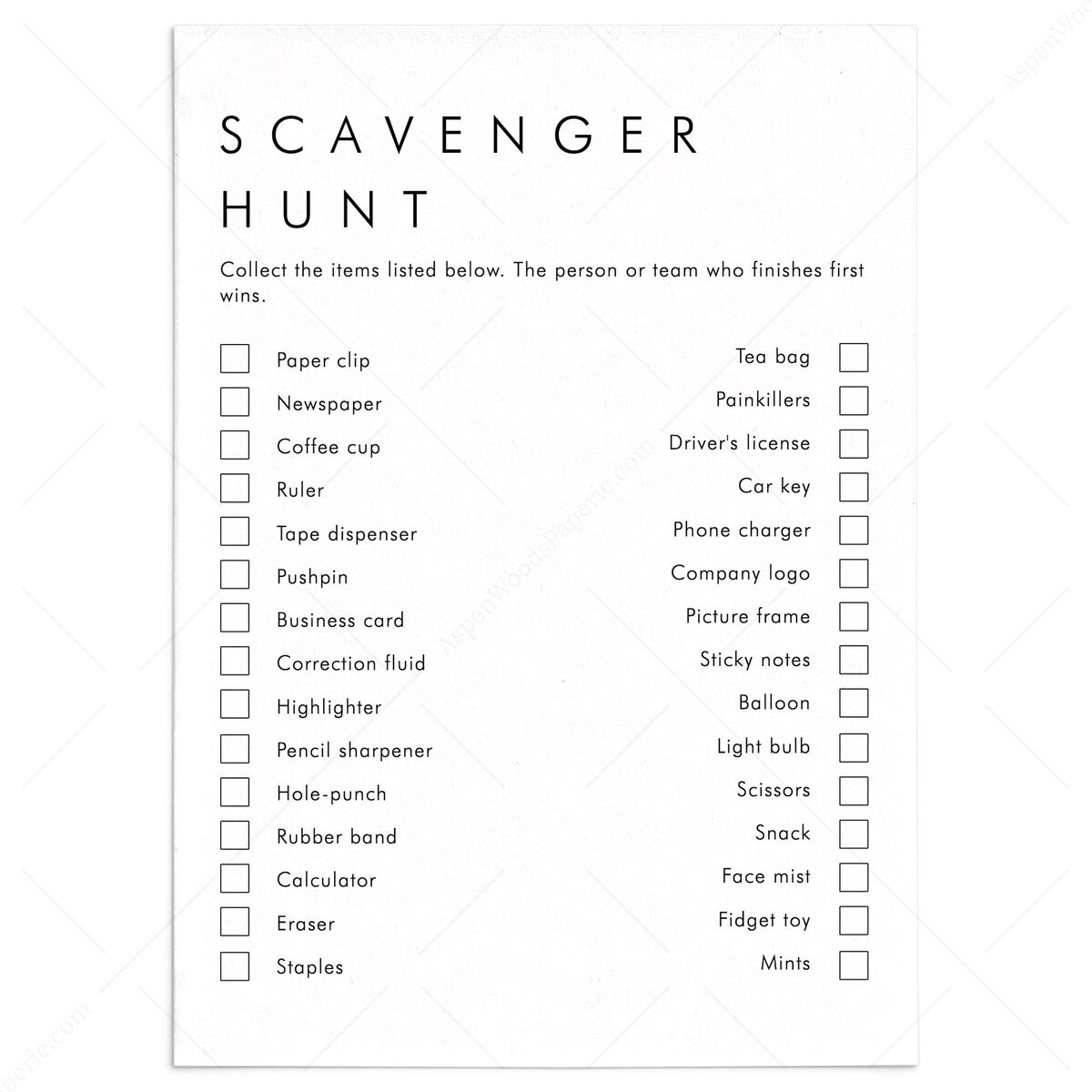 Workplace Scavenger Hunt Game for Office Supplies | Printable
