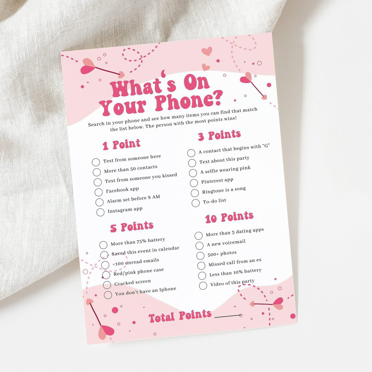 Whats On Your Phone Printable | Digital Scavenger Hunt Game
