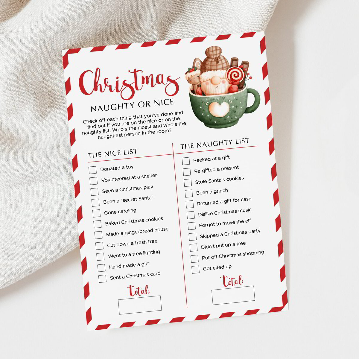 Cute Santas Naughty and Nice List Game | Printable