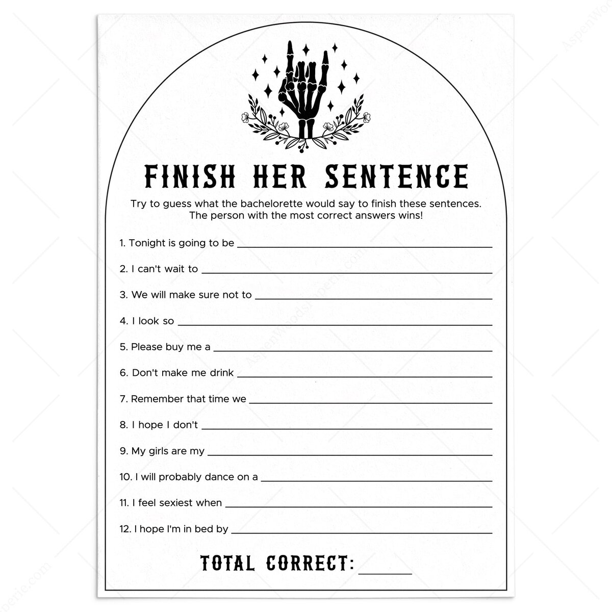 Complete This Sentence Game | Bride or Die Bachelorette Party