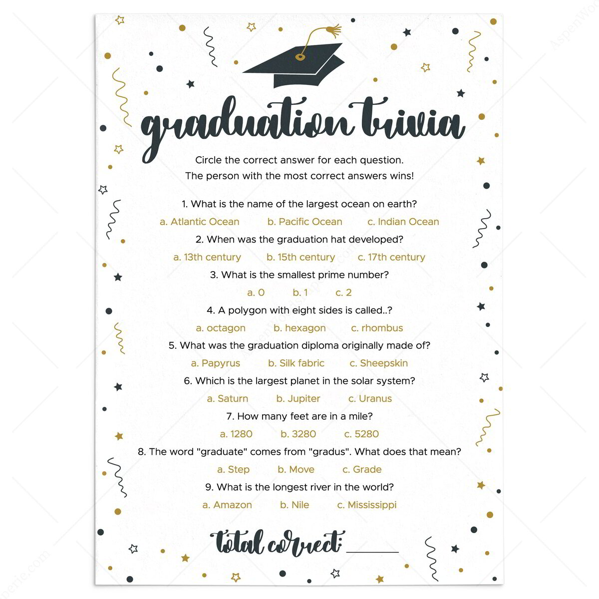 Fun Graduation Trivia Game | Test General Knowledge