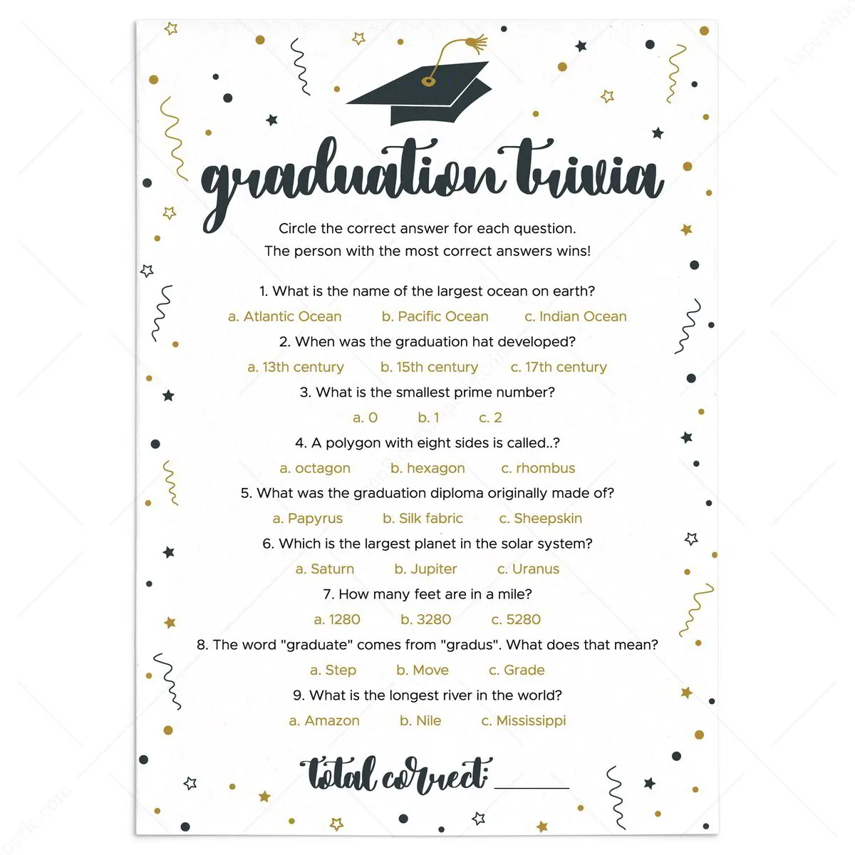 Fun Graduation Trivia Game | Test General Knowledge