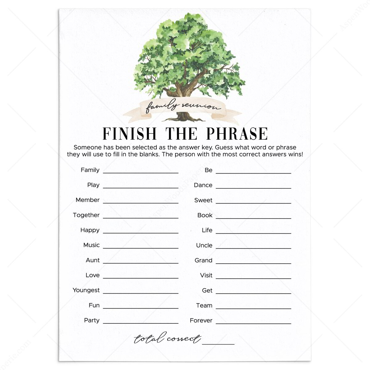 Printable Finish the Phrase | Game for Family Gatherings