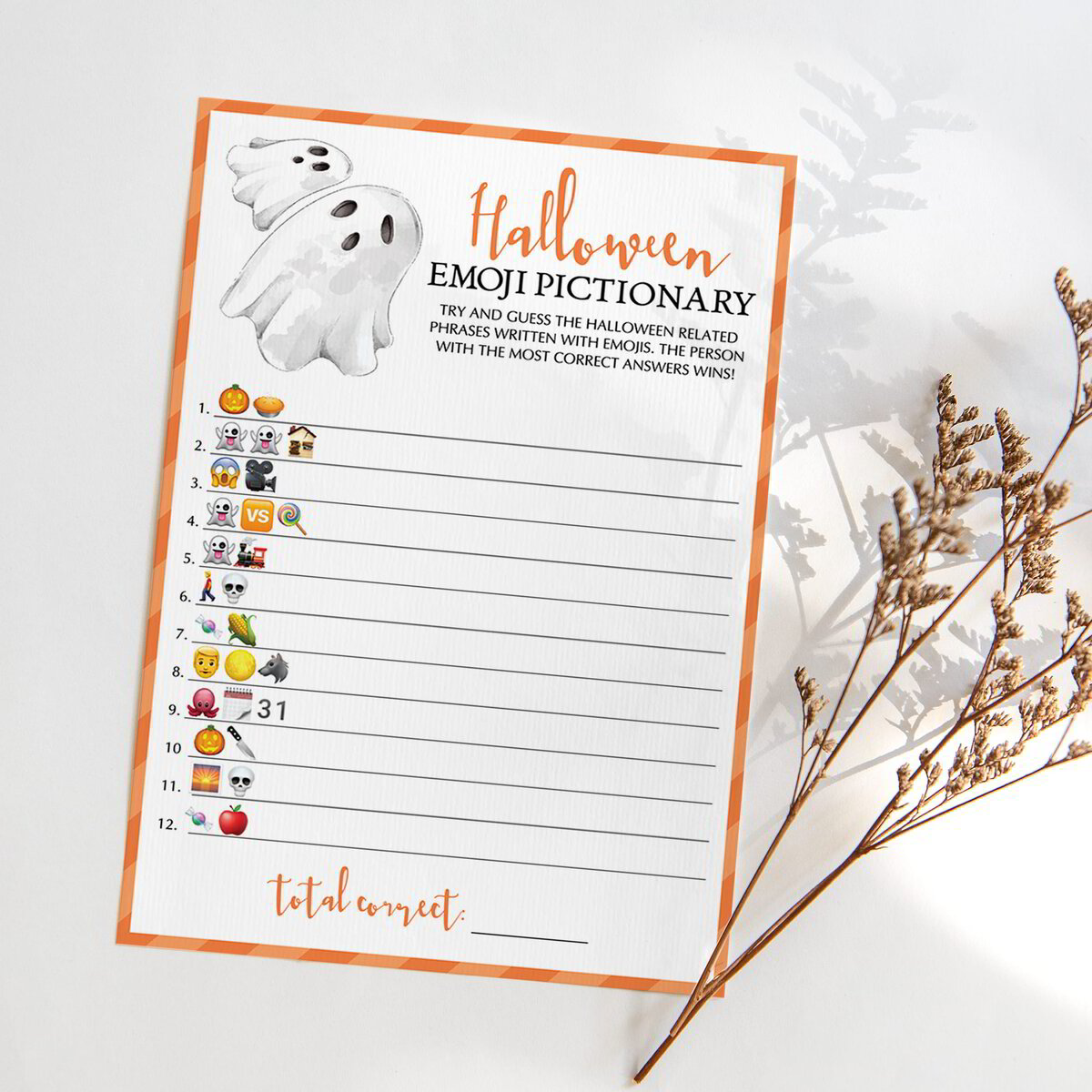 Spooky Halloween Party Emoji Game | Instant Download
