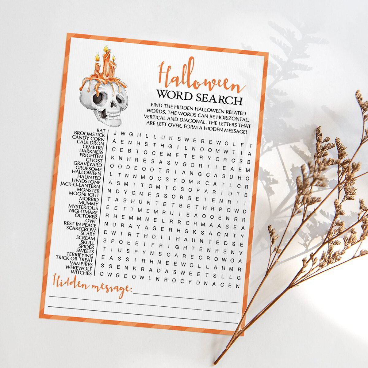Halloween Word Search | Halloween Classroom Activity Idea | Printable