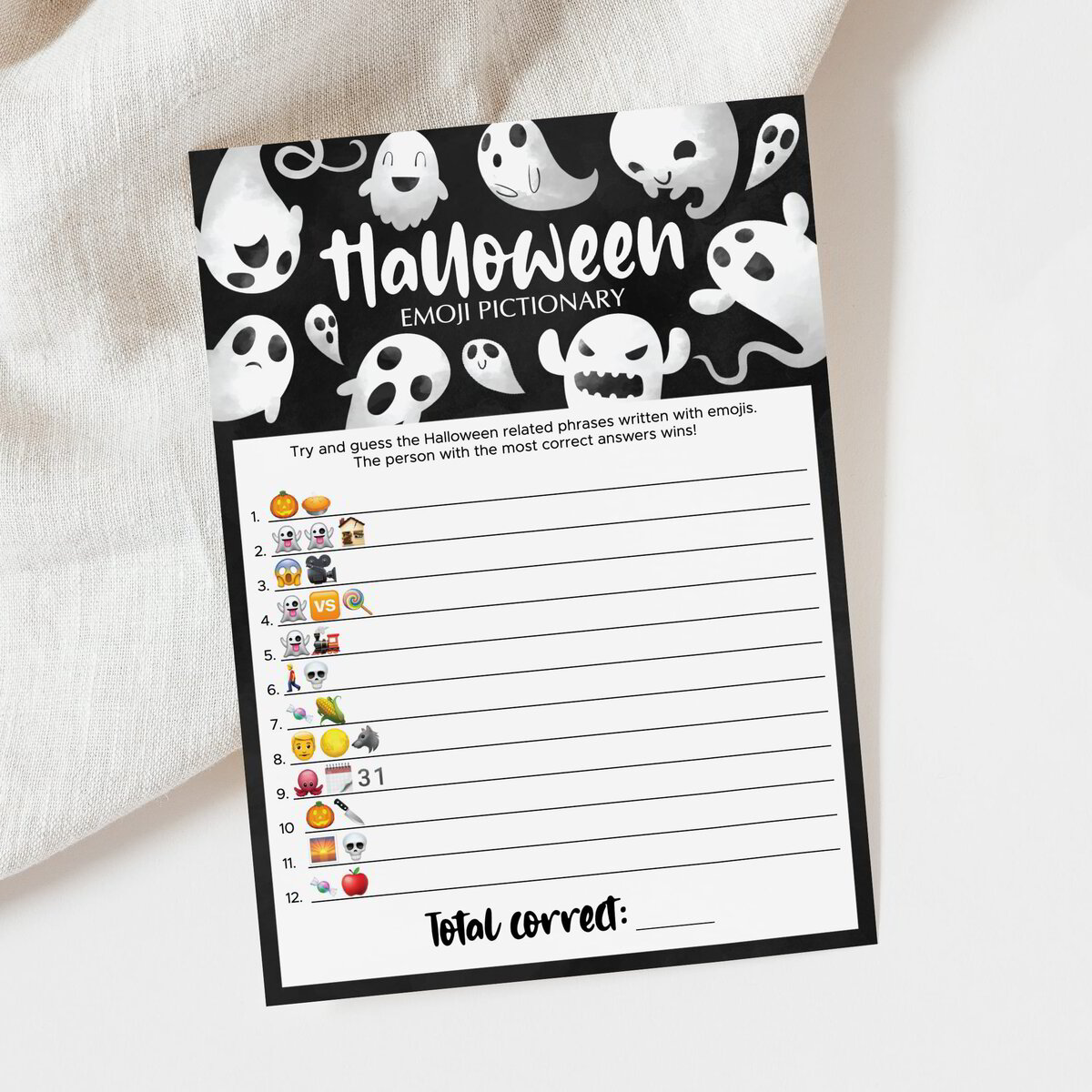 Spooky Emoji Pictionary Halloween Party Games College | Printable