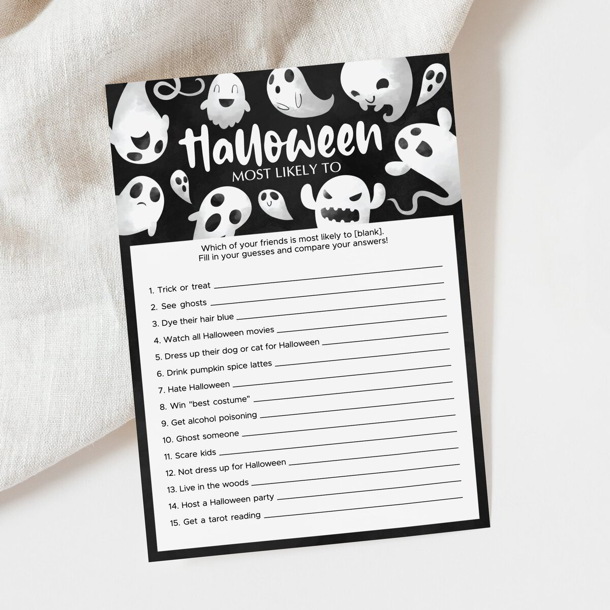 Most Likely To Printable | Funny Ghost Halloween Game