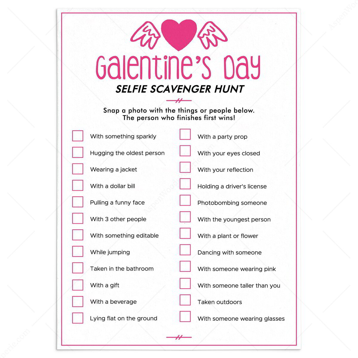 Selfie Scavenger Hunt Printable | Galentines Party Idea