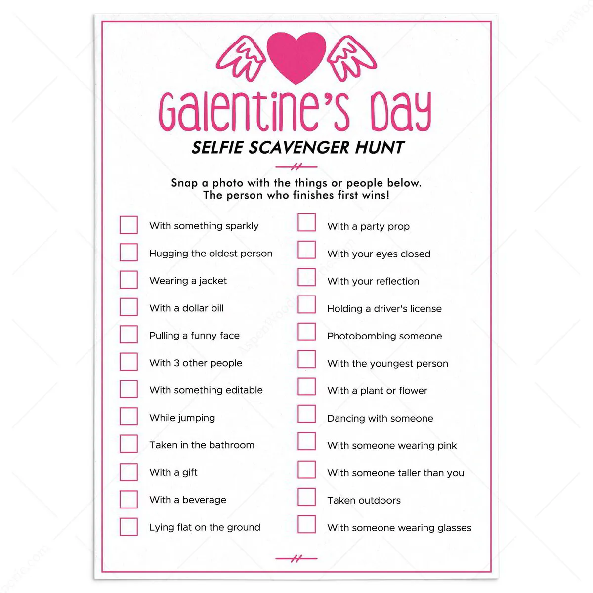 Selfie Scavenger Hunt Printable | Galentines Party Idea