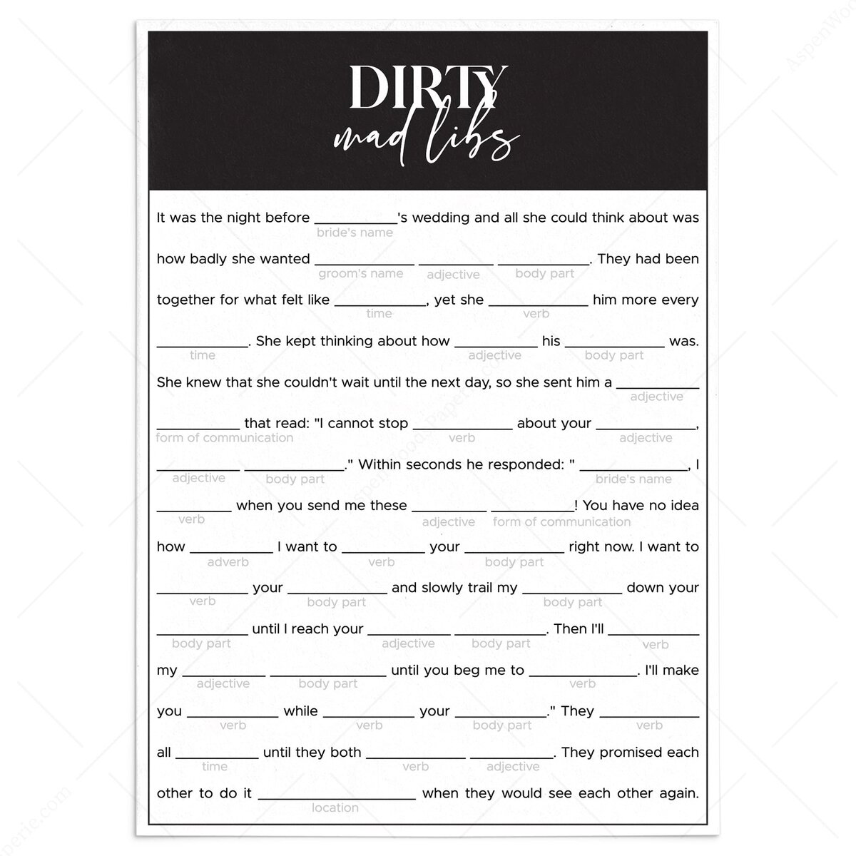 Dirty Mad Libs Printable Pdf Free Download - Infoupdate.org