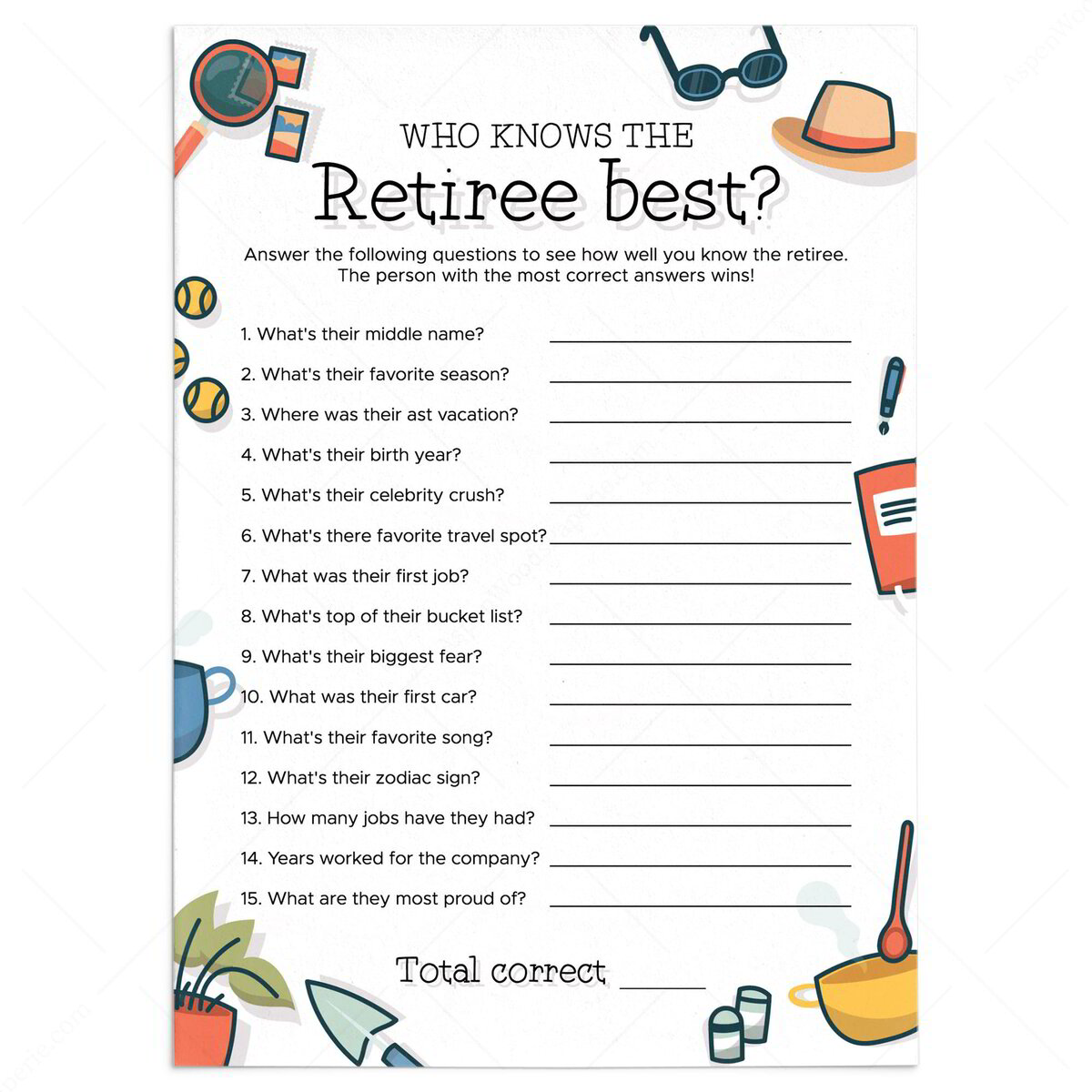 Who Knows the Retiree Best Game for Farewell Party Keepsake | Printable