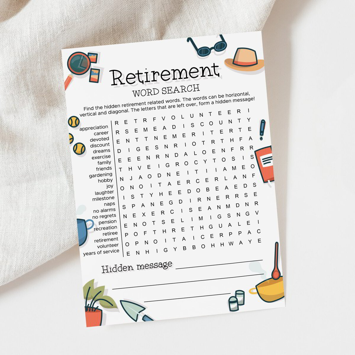 Retirement Word Search Game | Colleague Goodbye Party