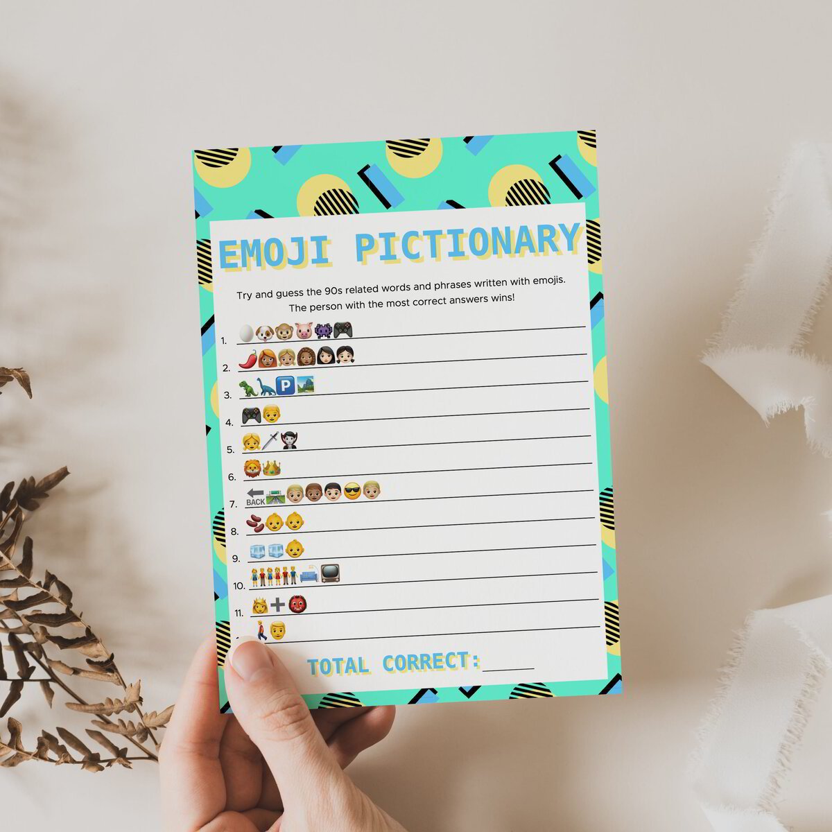 90s Themed Emoji Pictionary Game Printable | Nineties Party