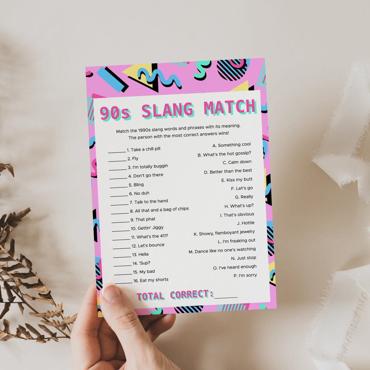 90s Slang Matching Game 90s Themed Party Activity Ideas 90s Slang Matching Game 90s Themed Party Activity Ideas
