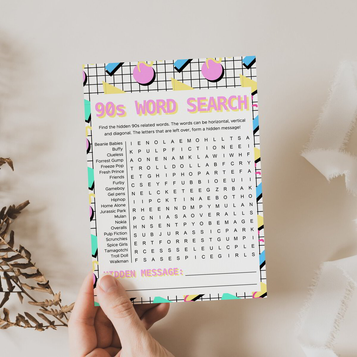 90s Word Search Game | 90s Edition | 90s Party Games