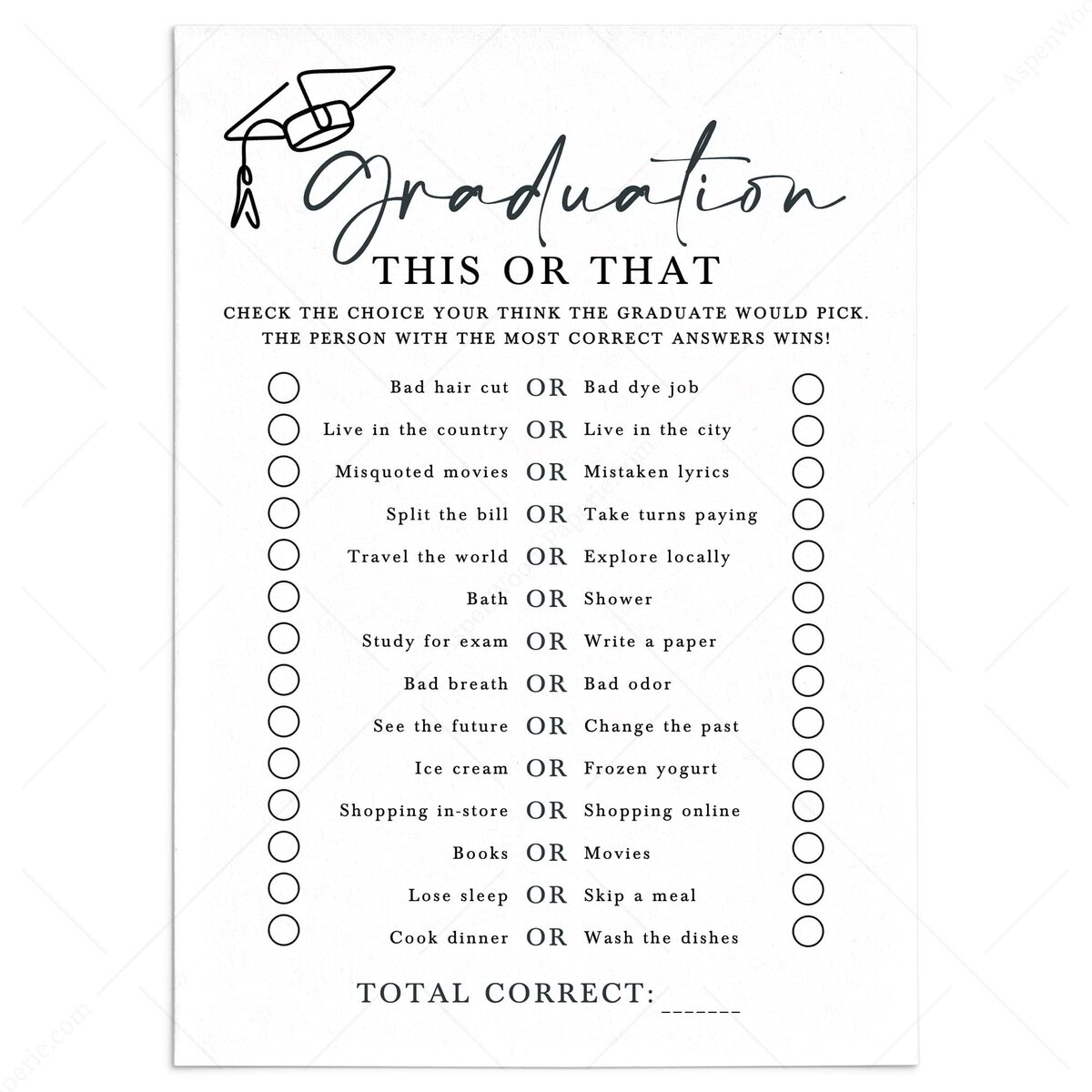 Fun Graduation This or That Questions | Him and Her