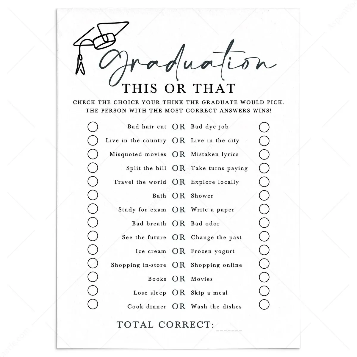 Fun Graduation This or That Questions | Him and Her