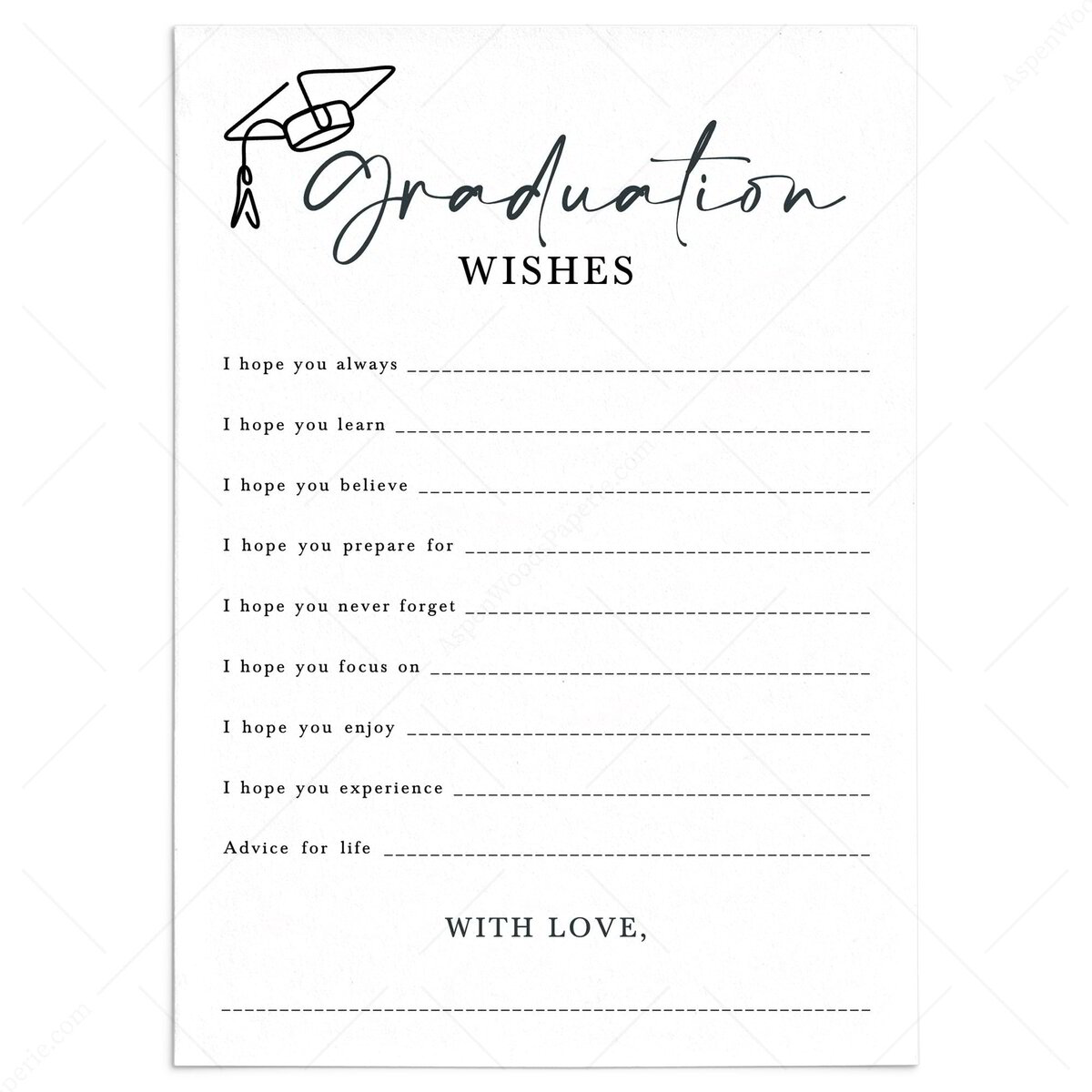 Congratulations Graduate Wishes Card | Instant Download