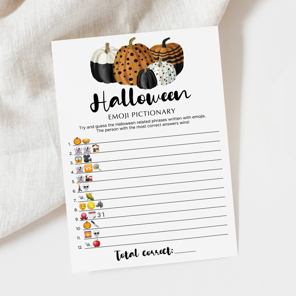 Spooky Halloween Emoji Pictionary Answers Included | Printable