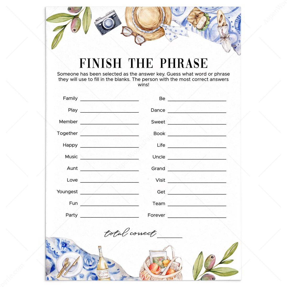 Mind Match Finish the Phrase Game | Picnic Family Event