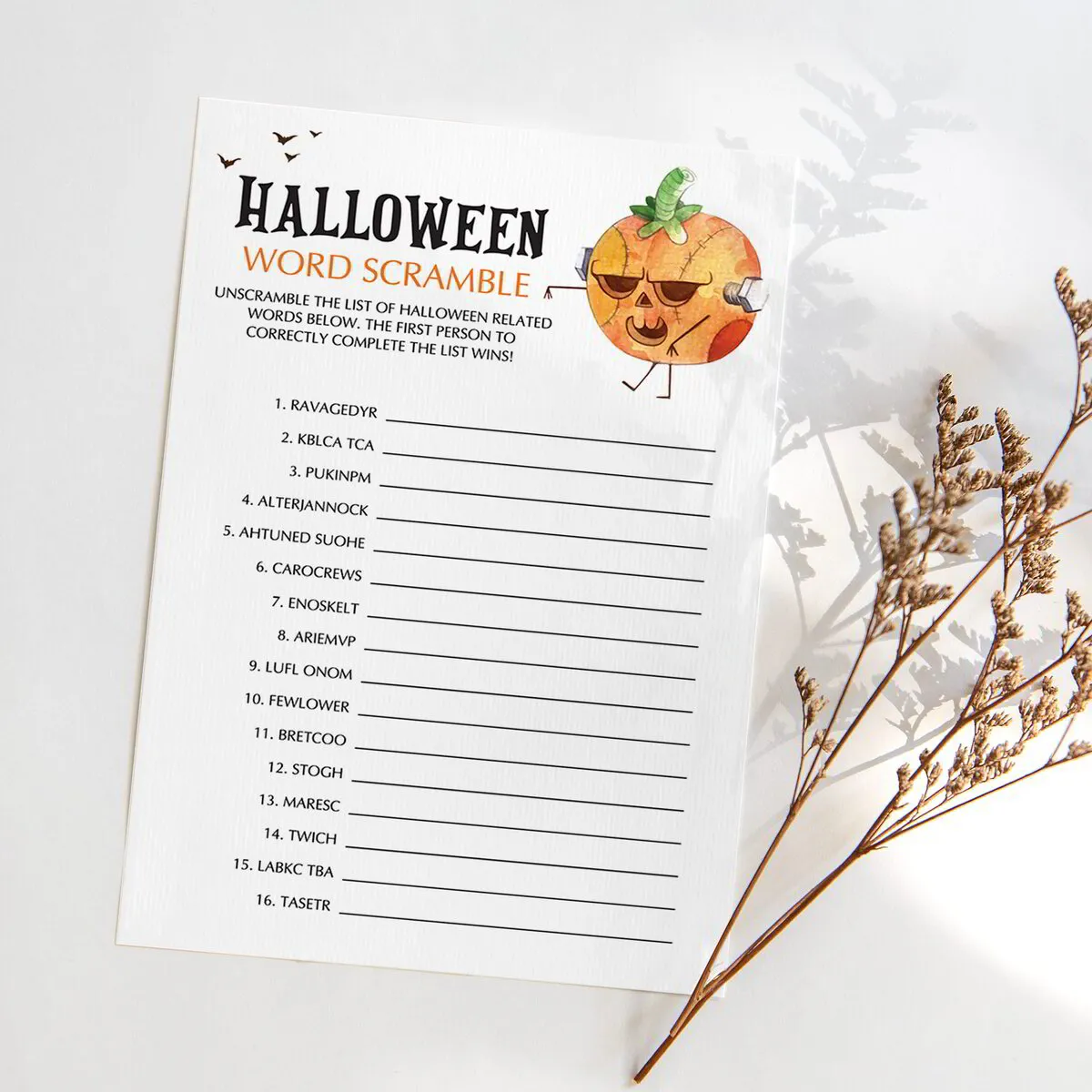 Halloween Themed Word Scramble Game | Digital Download