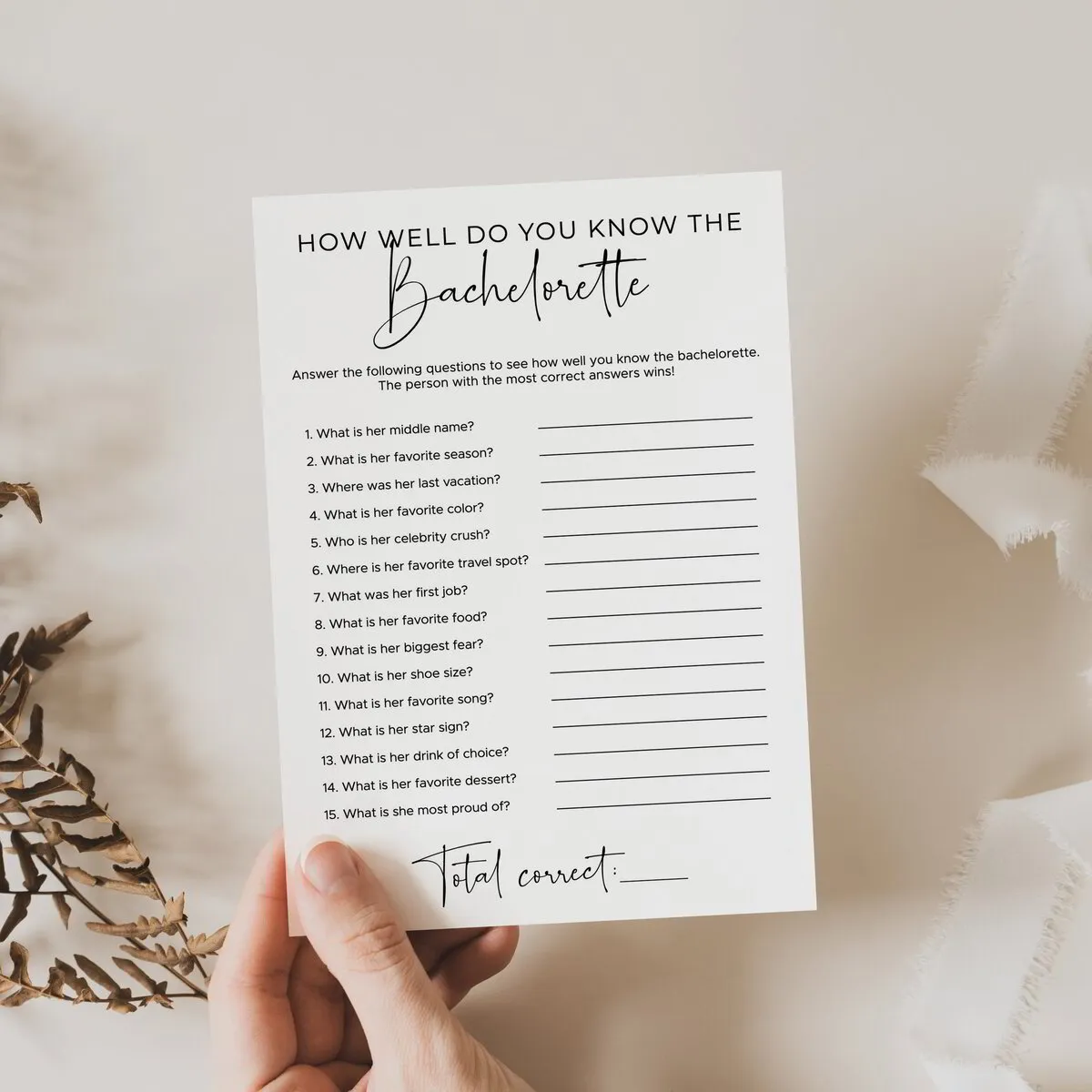 How Well Do You Know the Bachelorette | Printable Game Card