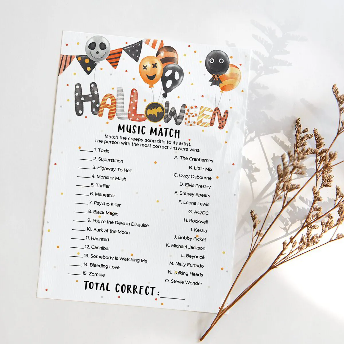 Halloween Music Game Printable | Halloween Office Party Ideas